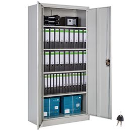 TecTake&reg; Aktenschrank, aus pulverbeschichtetem Stahl, 4 h&ouml;henverstellbare Einlegeb&ouml;den, 180 x 80 x 40 cm