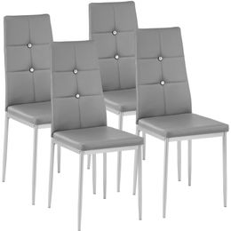 TecTake&reg; Set Esszimmerstuhl, gepolstert mit Kunstlederbezug, schlanke Stahlbeine, 40 x 42 x 97 cm