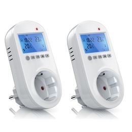 BEARWARE 2x Steckdosen Thermostat f&uuml;r Heiz & Klimager&auml;te Individuell programmierbar / LCD-Display