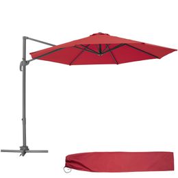 TecTake® Sonnenschirm, Ø 300 cm, 6 einstellbare Neigungsstufen, UV-Schutz 50+, inklusive Schutzhülle