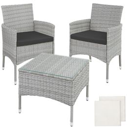 TecTake&reg; Rattanset, f&uuml;r 2 Personen, UV-best&auml;ndig, 2 Bezugssets