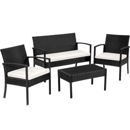 TecTake&reg; Rattan Sitzgruppe, f&uuml;r 4 Personen, UV-best&auml;ndig, schlanke Gestelle
