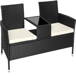 TecTake&reg; Rattan Gartensitzbank, 2-Sitzer, UV-best&auml;ndig, 131 x 59 x 82 cm