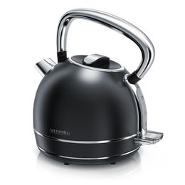 arendo Wasserkocher mit Temperatureinstellung, 1,7 l, 2200 W, Edelstahl Retro Style Vintage, &Uuml;berhitzung & Trockenkochschutz, schwarz