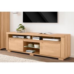 Lowboard Home Affaire "Denis" Sideboards Gr. B/H/T: 160 cm x 52 cm x 40 cm, Holzwerkstoff Kernbuchefarben (Korpus)/ Massivholz Kernbuche (Front), beige (kernbuche teilmassiv) Breite 160 cm