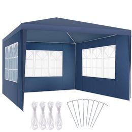 TecTake® Pavillon Baraban 3x3m mit 3 Seitenteilen - blau
