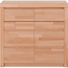 Kommode Home Affaire "Silkeborg" Sideboards Gr. Holzwerkstoff Kernbuchefarben (Korpus)/ Massivholz Kernbuche (Front), beige (kernbuche teilmassiv) Breite 90 cm