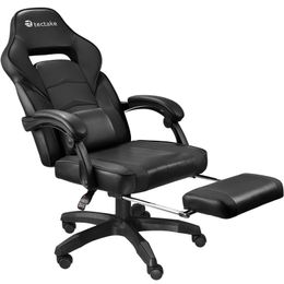 TecTake&reg; Racing B&uuml;rostuhl, ergonomische Form, mit Fu&szlig;st&uuml;tze und verstellbarer R&uuml;ckenlehne, Kunstlederbezug, inklusive abnehmbarem Lendenkissen, inklusive Lendenkissen, Belastbarkeit 120 kg