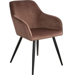 TecTake&reg; Esszimmerstuhl, gepolstert, in Samtoptik, schwarze Stahlbeine, 58 x 62 x 82 cm