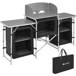 TecTake&reg; Campingk&uuml;che XXL mit Aluminiumgestell und 5 F&auml;chern, faltbar, mit gro&szlig;em Stauraum und Windschutz, 172 x 52 x 104 cm