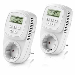 BEARWARE 2x Steckdosen Thermostat digital programmierbar Temperaturregelung 5&deg; - 35&deg;C