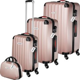 TecTake&reg; Hartschalenkoffer-Set, 4-teilig, 3 Trolleys, 1 Beauty Case inkl. Kofferwaage und -anh&auml;nger, 360&deg; drehbare, abnehmbare Rollen, mit Sicherheits-Zahlenschloss