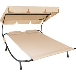 TecTake&reg; Gartenliege, f&uuml;r 2 Personen, 2 Transportrollen, 2 Kopfpolster, 215 x 183 x 150 cm
