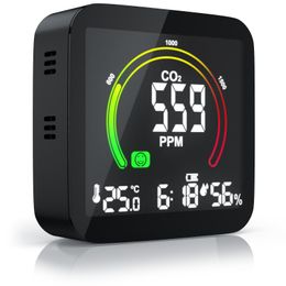 Brandson - CO2 Melder Messger&auml;t Luftqualit&auml;tspr&uuml;fer, Kohlenstoffdioxid Sensor Messung PPM, Co2 Anzeige, Raumluft L&uuml;ftungsampfehlung Alarm, Wecker