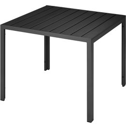 TecTake&reg; Aluminium Gartentisch, Oberfl&auml;che in Holzoptik, 2 h&ouml;henverstellbare F&uuml;&szlig;e, 90 x 90 x 74,5 cm