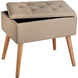 TecTake® Sitzbank, gepolstert, in Leinenoptik, Holzbeine mit Filzgleitern, 51 x 37,5 x 45,5 cm