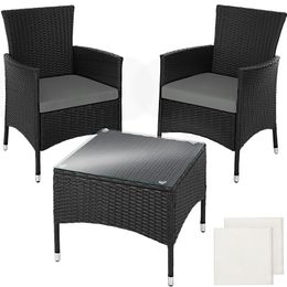 TecTake&reg; Rattanset, f&uuml;r 2 Personen, UV-best&auml;ndig, 2 Bezugssets