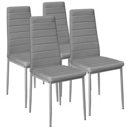 TecTake&reg; Set Esszimmerstuhl, gepolstert mit Kunstlederbezug, schlanke Stahlbeine, 45 x 48 x 98,5 cm