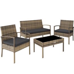 TecTake&reg; Rattan Sitzgruppe, f&uuml;r 4 Personen, UV-best&auml;ndig, schlanke Gestelle
