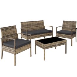 TecTake® Rattan Sitzgruppe, für 4 Personen, UV-beständig, schlanke Gestelle