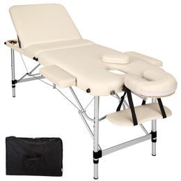 TecTake® 3 Zonen Massageliege, mit Aluminiumgestell, verstellbare Ablagen für Kopf und Arme, 210 x 95 x 68 - 90 cm