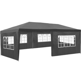 TecTake Pavillon Vivara 6x3m mit 5 Seitenteilen - grau