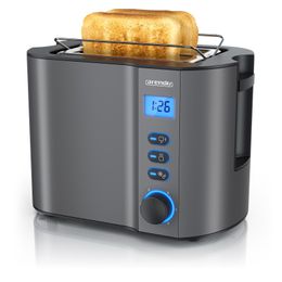 arendo MANHA Toaster mit Restzeitanzeige, 2 Toastschlitze, integrierter Br&ouml;tchenaufsatz, 6 Stufen, Auftaufunktion, 800W, Grau