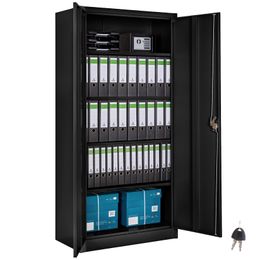 TecTake&reg; Aktenschrank, aus pulverbeschichtetem Stahl, 4 h&ouml;henverstellbare Einlegeb&ouml;den, 180 x 80 x 40 cm