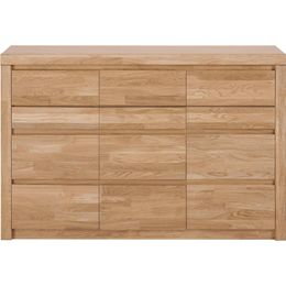 Kommode Home Affaire "Silkeborg" Sideboards Gr. B/H/T: 130 cm x 85 cm x 35 cm, Holzwerkstoff eichefarben (Korpus) / Massivholz Eiche (Front), braun (eiche teilmassiv) Breite 130 cm