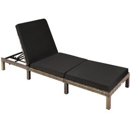 TecTake&reg; Rattan Sonnenliege, widerstandsf&auml;hig, 6-fach verstellbare R&uuml;ckenlehne, 196 x 66 x 27 cm