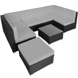 TecTake&reg; Rattan Lounge, f&uuml;r 6 bis 7 Personen, UV-best&auml;ndig, mit Sicherheitsglasplatte
