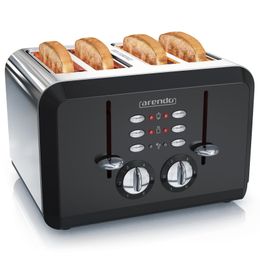 arendo - Automatik Toaster 4 Scheiben in Edelstahl - bis zu vier Sandwich und Toast-Scheiben - Bräunungsgrad 1-6 - Aufwärm- und Auftaufunktion