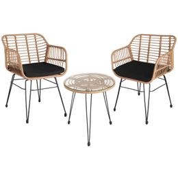 TecTake&reg; Rattan Sitzgruppe, f&uuml;r 2 Personen, UV-best&auml;ndig, filigranes Design