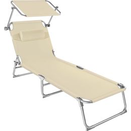 TecTake® Gartenliege 4-stufig mit Kopfpolster - beige