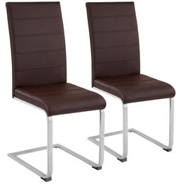 TecTake&reg; Set Schwingstuhl, gepolstert mit Kunstlederbezug, flaches Stahlgestell in C-Form, 41 x 52 x 99 cm