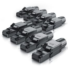PRIMEWIRE 8x Netzwerk-Adapter RJ-45 (Ethernet) zu Netzwerkkabel, Netzwerkstecker RJ45 CAT 8 - Gigabit Ethernet LAN Kabel - 40 Gbit/s, schwarz