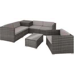 TecTake&reg; Rattan Lounge, f&uuml;r 5 Personen, Dicke der Polster 8 cm, inklusive gro&szlig;er Aufbewahrungsbox