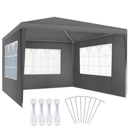 TecTake® Pavillon Baraban 3x3m mit 3 Seitenteilen - grau