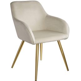 TecTake&reg; Esszimmerstuhl, gepolstert, in Samtoptik, goldene Stahlbeine, 58 x 62 x 82 cm