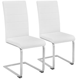 TecTake&reg; Set Schwingstuhl, gepolstert mit Kunstlederbezug, flaches Stahlgestell in C-Form, 41 x 52 x 99 cm