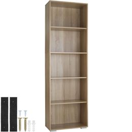 TecTake&reg; B&uuml;cherregal, MDF, bodenschonende Kunststofff&uuml;&szlig;e, 60 x 30 x 190 cm