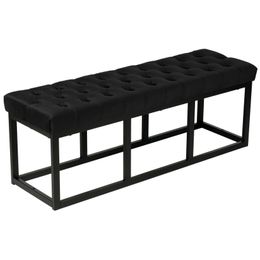 CLP Sitzbank Polson, modern, schwarzes Metallgestell, gestepptes Samt, Bodenschoner, f&uuml;r Wohnzimmer, Flur oder Schlafzimmer
