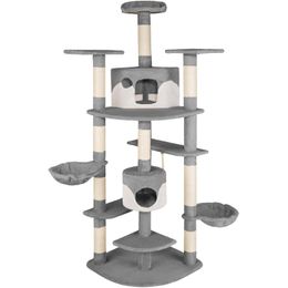 TecTake&reg; Kratzbaum, 201 cm, mit 2 Katzenh&auml;usern, inklusive Spielkordel und Kippschutz