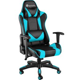 TecTake&reg; Racing Gaming Stuhl, ergonomische Form, mit verstellbarer R&uuml;ckenlehne, Kunstlederbezug, abnehmbares Nacken- und Lendenkissen, Belastbarkeit 120 kg
