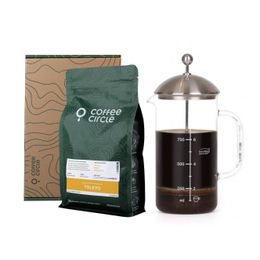 Coffee Circle French Press & Kaffee im Geschenkset, French Press + 250 g Kaffee, klassisch-kr&auml;ftiger Geschmack, gemahlen, schnell & einfach leckeren Kaffee 