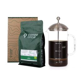 Coffee Circle French Press & Kaffee im Geschenkset, French Press + 250 g Kaffee, schokoladig-nussiger Geschmack, gemahlen, schnell & einfach leckeren Kaffee 