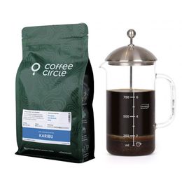 Coffee Circle French Press & Kaffee im Set, 250 g Kaffee nach Wahl, ganze Bohne, Siebstempelkanne von Trendglas Jena, ideal f&uuml;r Einsteiger