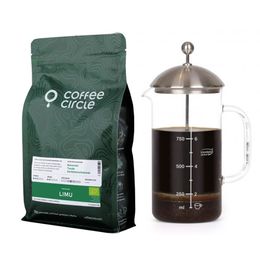 Coffee Circle French Press & Kaffee im Set, 250 g Kaffee nach Wahl, ganze Bohne, Siebstempelkanne von Trendglas Jena, ideal f&uuml;r Einsteiger