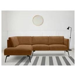 Ecksofa Andas "Horna, L-Form" Sofas Gr. B/H/T: 241cm x 84cm x 208cm, Struktur, Ottomane links, braun (bronze) mit Komfortschaum