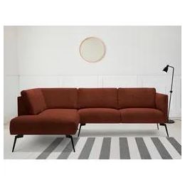 Ecksofa Andas "Horna, L-Form" Sofas Gr. B/H/T: 241cm x 84cm x 208cm, Struktur, Ottomane links, braun mit Komfortschaum